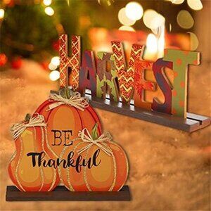 Accents | 4 Pack Thanksgiving Themed Table Centerpiece Signs Wood ...